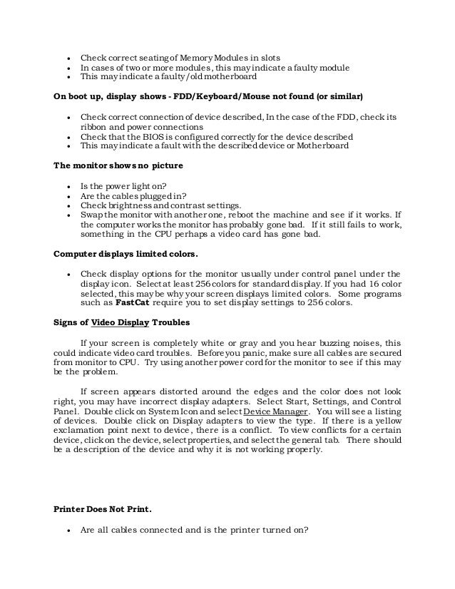 Common faults and problems of computer