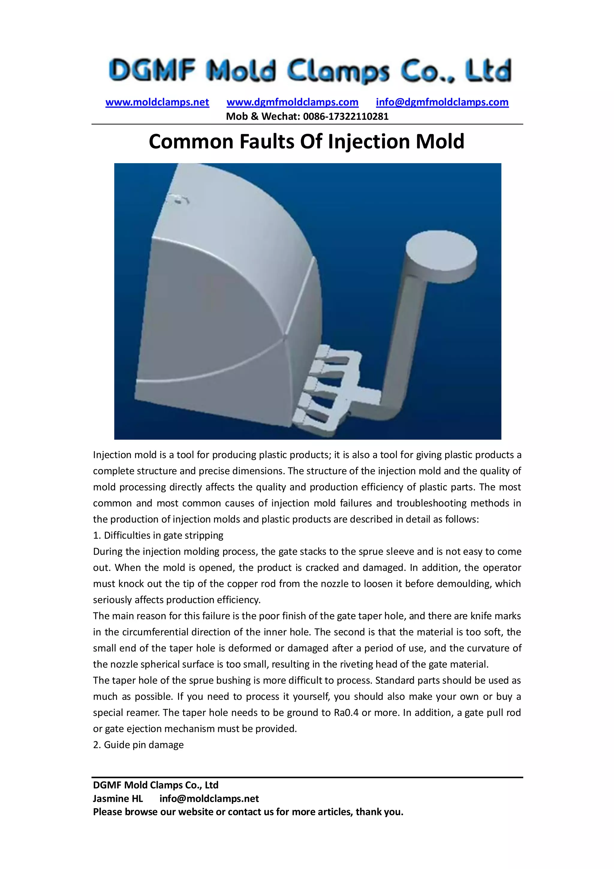Common faults of injection mold | PDF