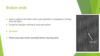 Common Faults of weaving Process | PPTX