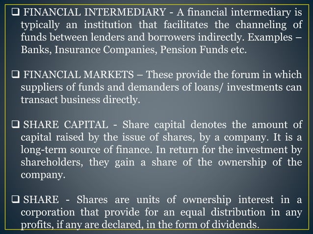 Common finance terminology | PPTX | Stocks and Bonds | Personal Investing