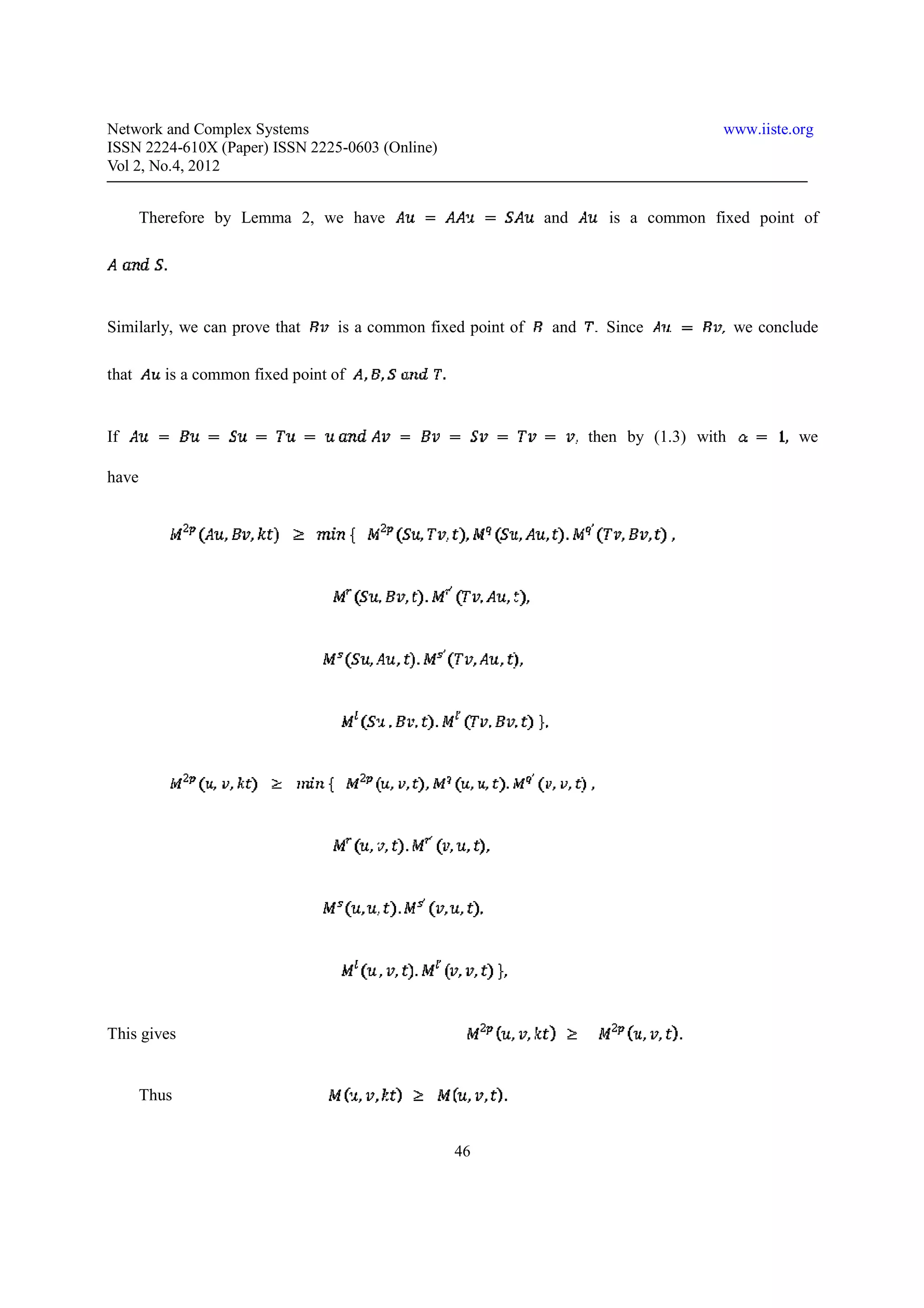 Common Fixed Point Of Weakly Compatible Pdf Science