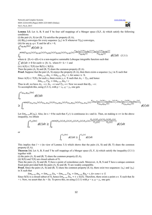 Common Fixed Point Theorems Of Integral Type In Menger Pm Spaces Pdf
