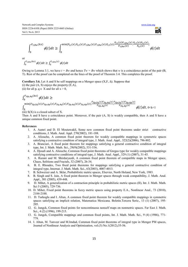 Common Fixed Point Theorems Of Integral Type In Menger Pm Spaces Pdf