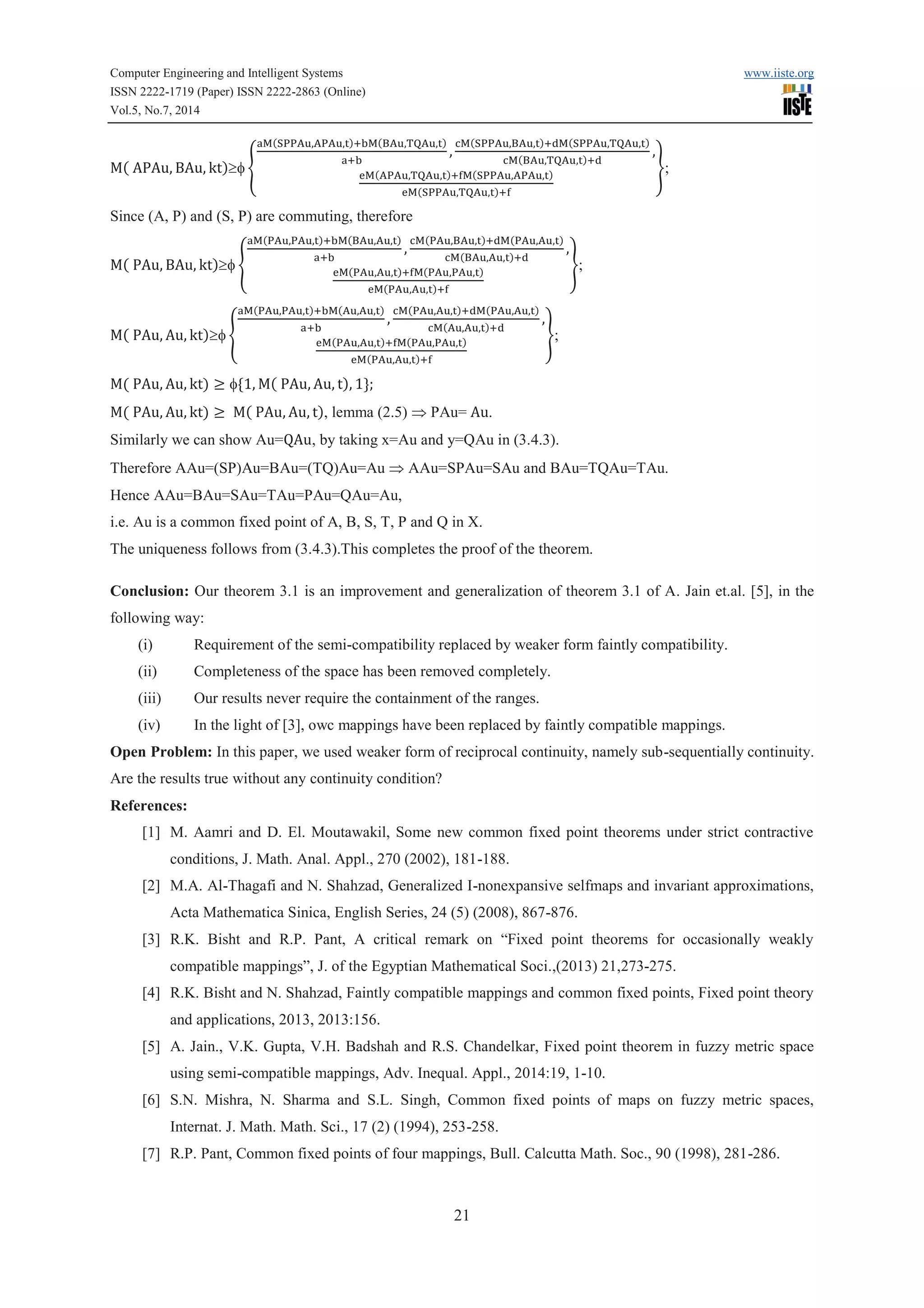 Common Fixed Point Theorems Using Faintly Compatible Pdf