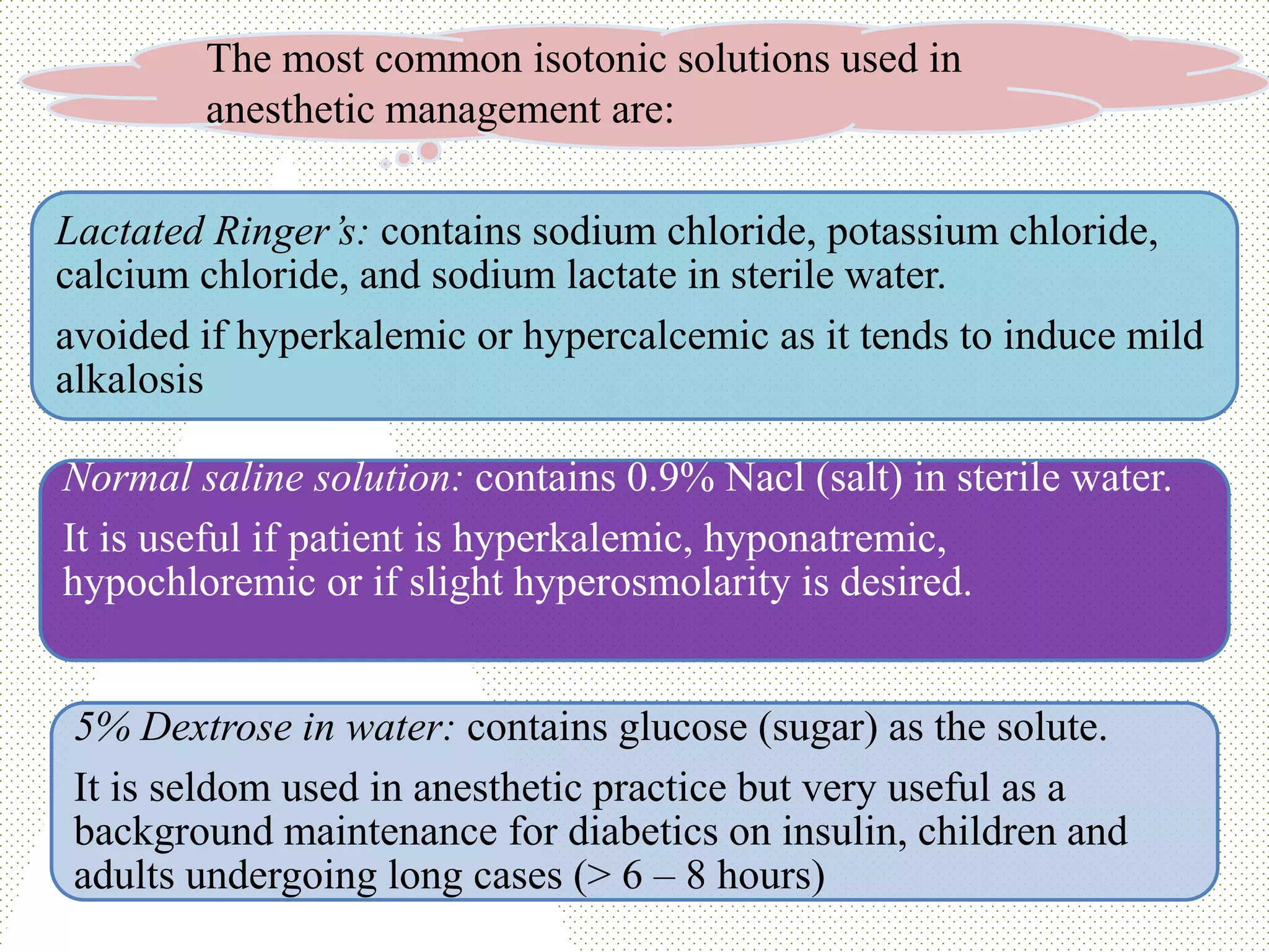 Common fluids used in anaesthesia and fluid therapy | PPTX | First Aid ...