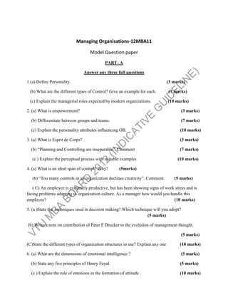 Common guidelines for model question paper pattern first semester ...