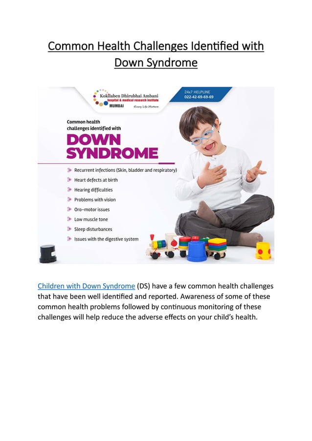Common health challenges identified with Down Syndrome | PDF