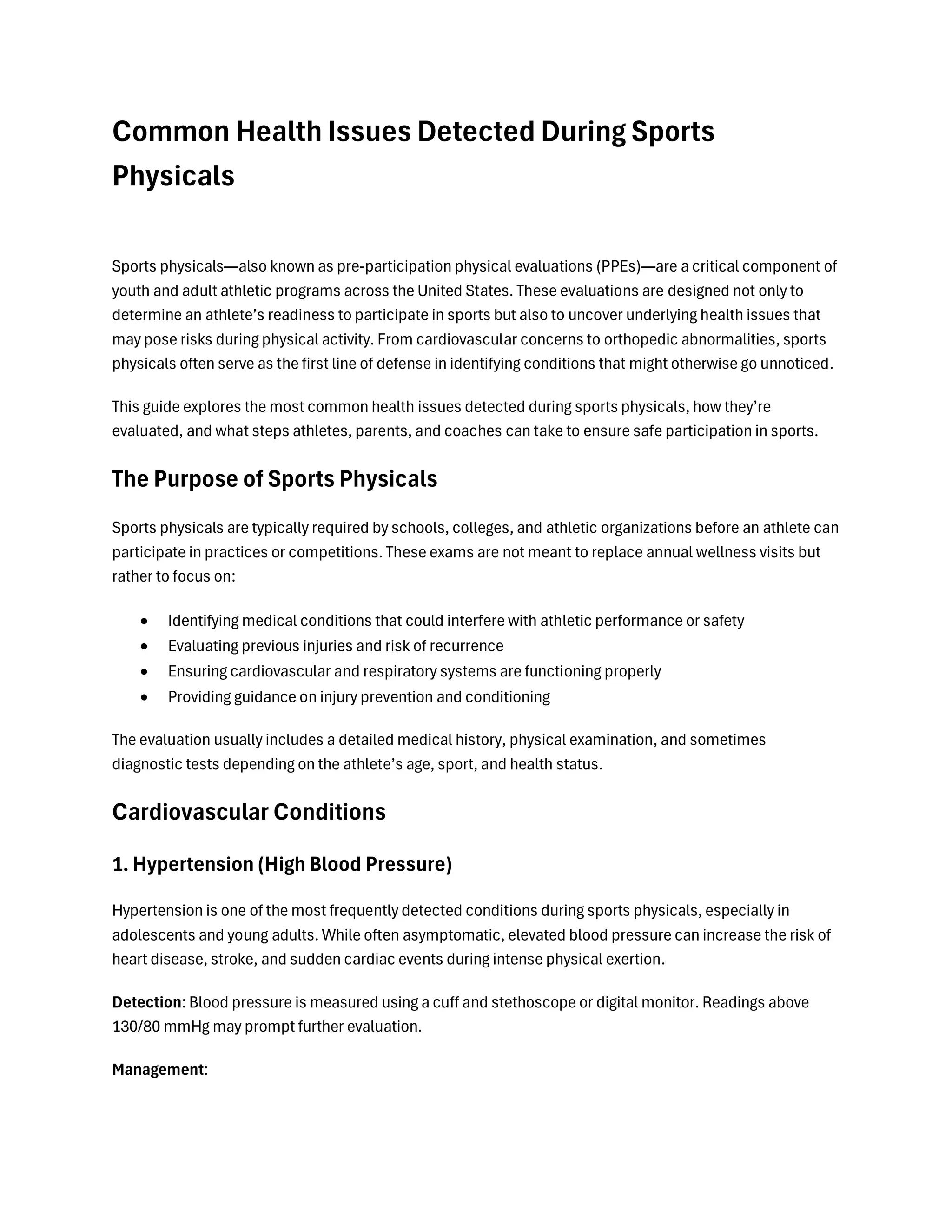 Common Health Issues Detected During Sports Physicals | PDF