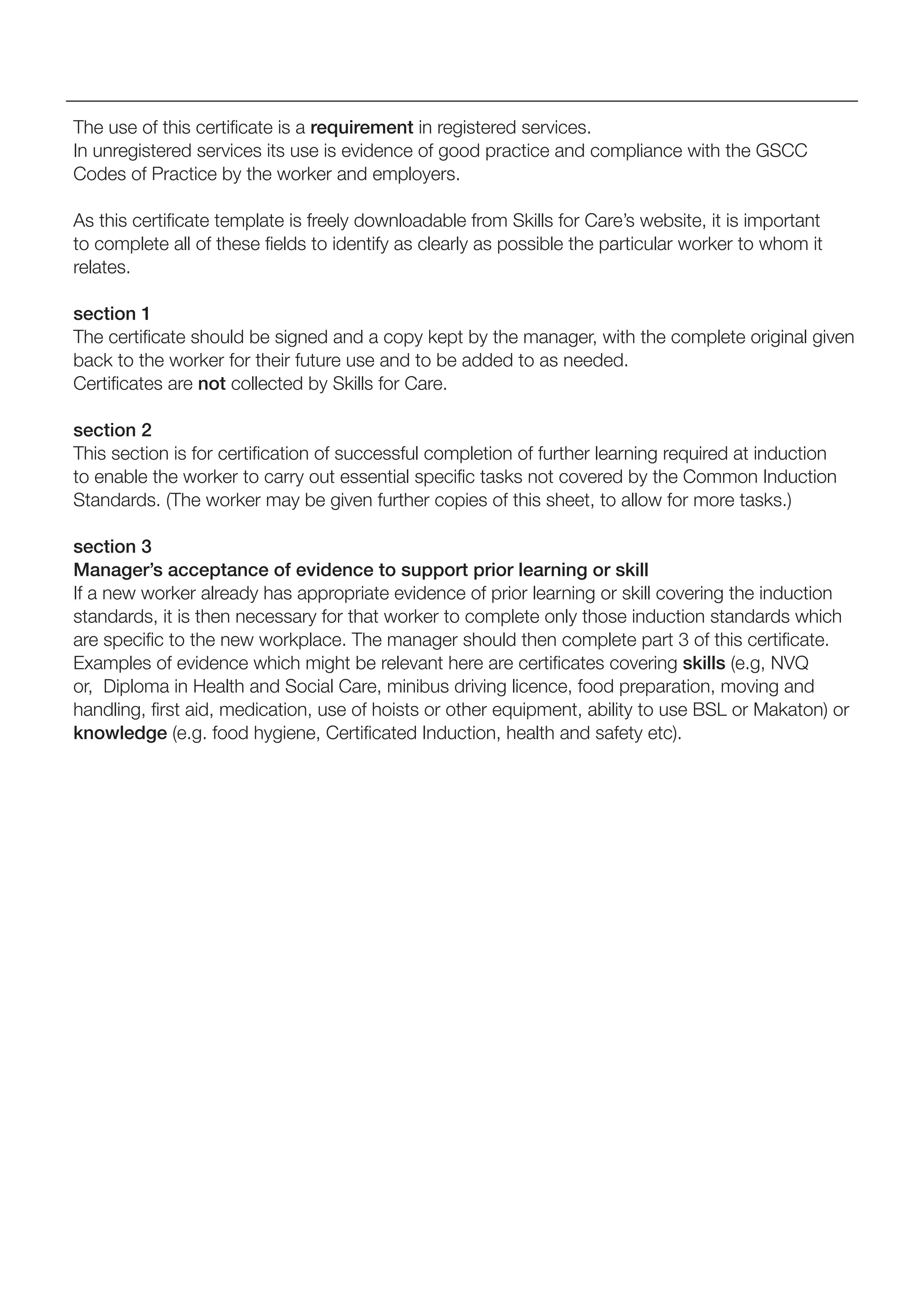 Common inductionstandardscertificateofcompletion | PDF