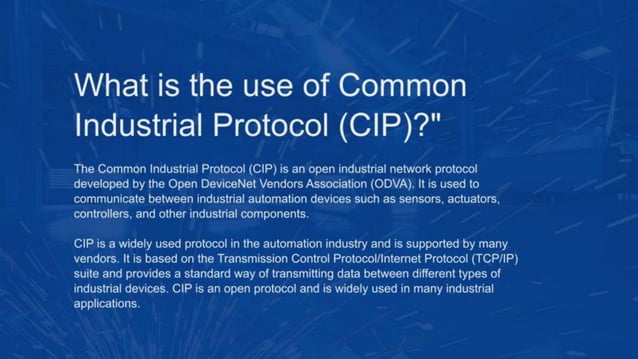 Common Industrial Protocol Cip Training Pptx Technology And Computing