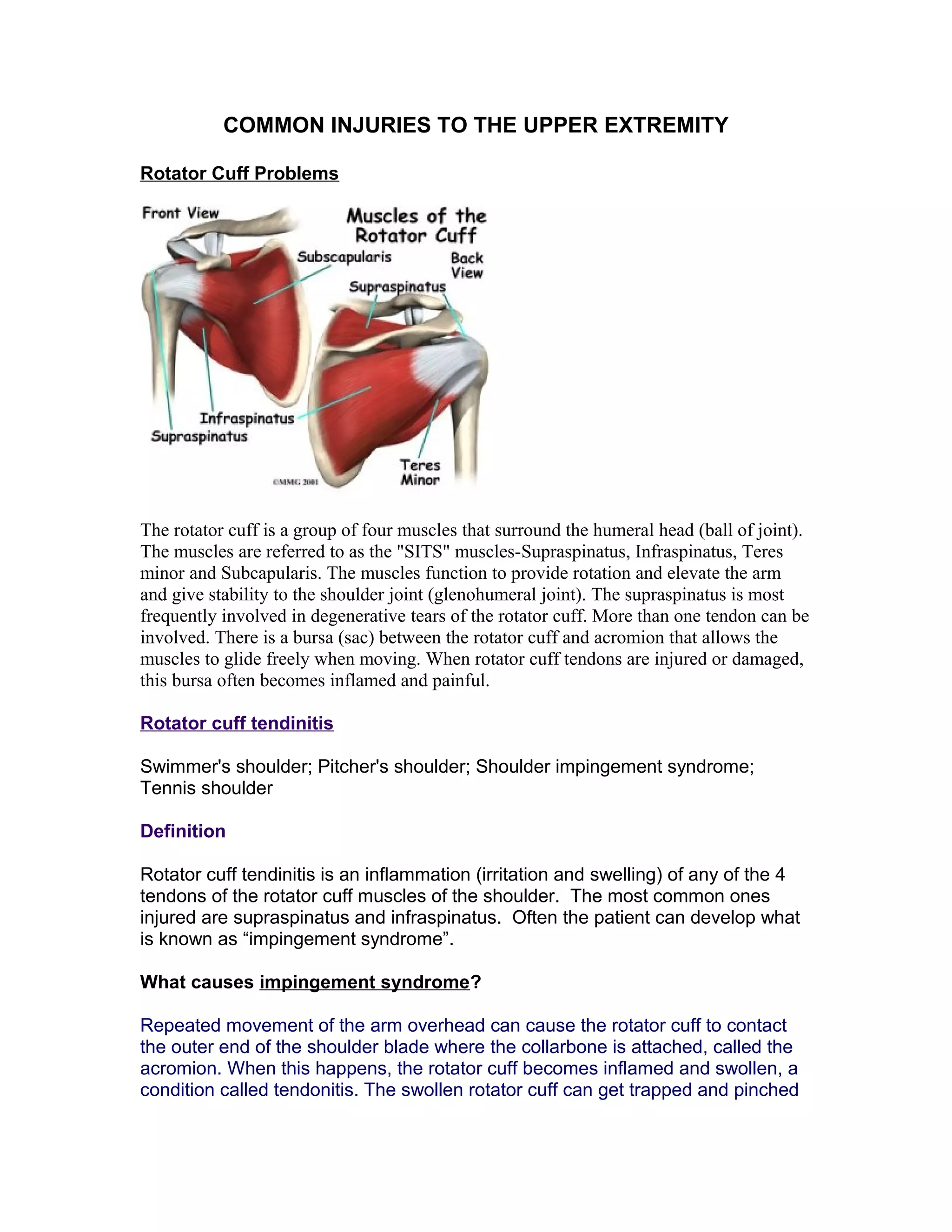 Common injuries to the upper extremity | DOC
