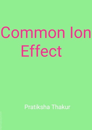 Common Ion Effect | PDF