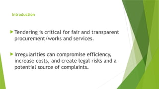 Common irregularities in Tendering process | PPTX