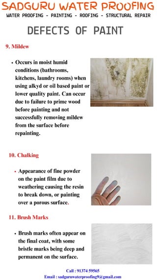 Common issues and flaws found in paint applications or finishes | PDF