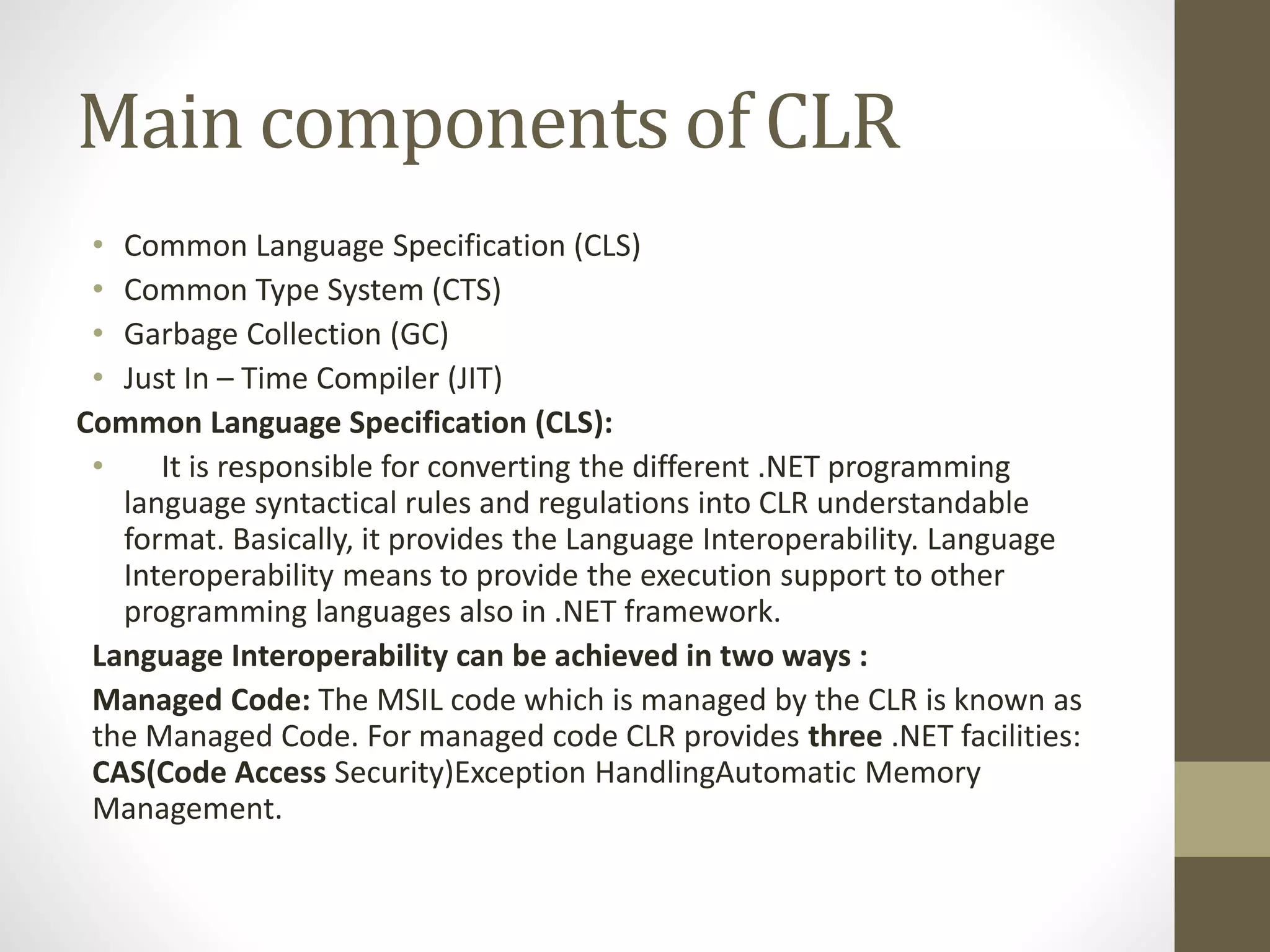 Common Language Runtime Clr Pptx Programming Languages Computing