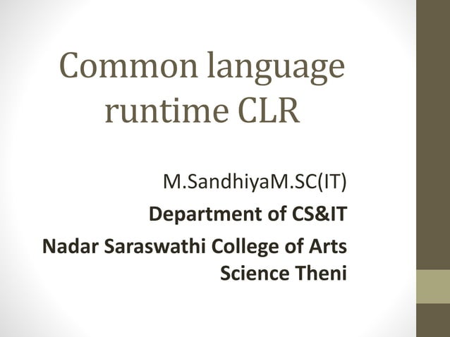 Common Language Runtime Clr Ppt