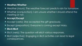 Commonly Confused-verbs-words this a valueable source.pptx | Weather ...
