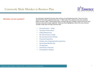 Commonly made mistakes in Business Plans | PDF