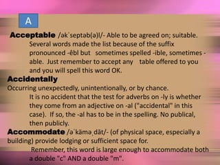 Commonly misspelled words | PPTX