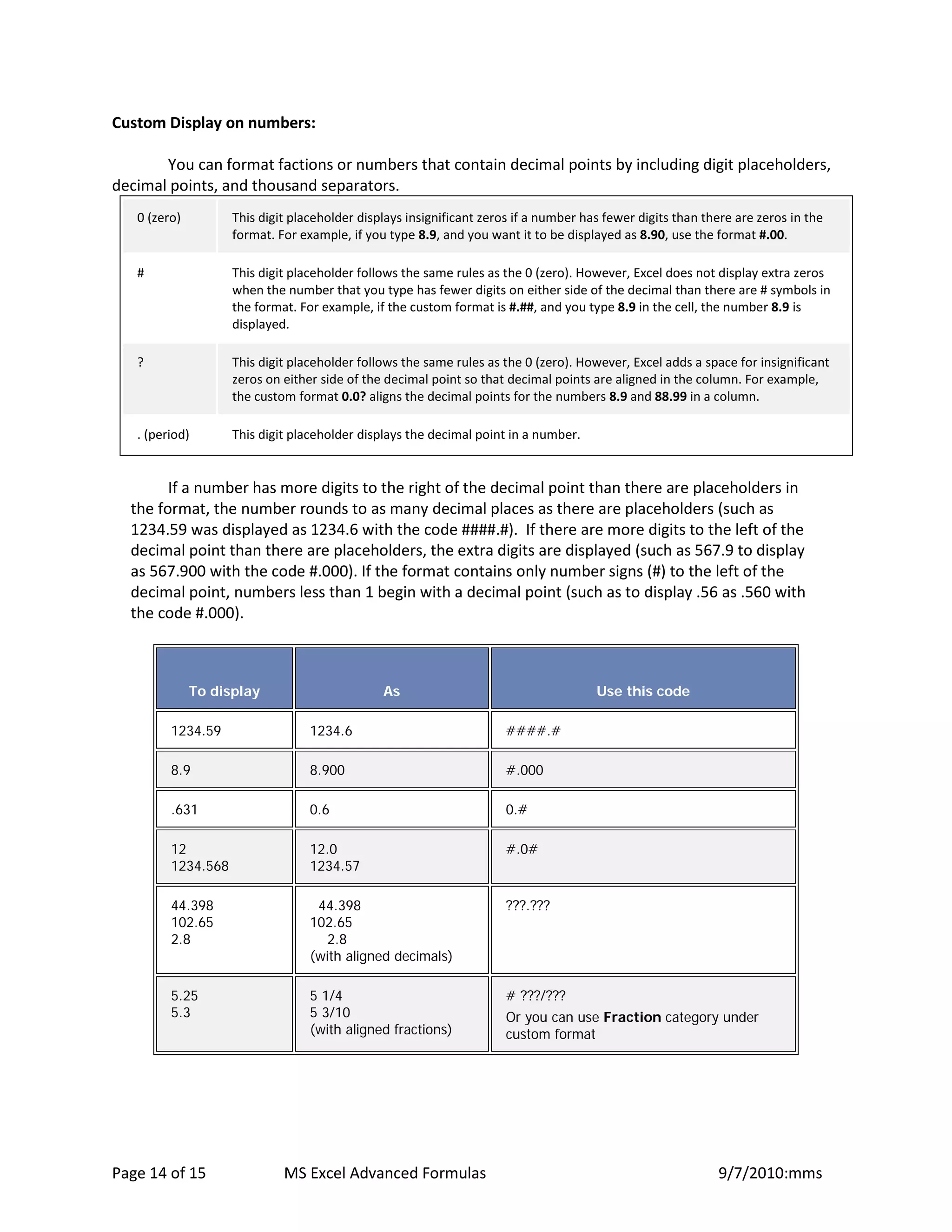 Commonly used excel formulas | PDF