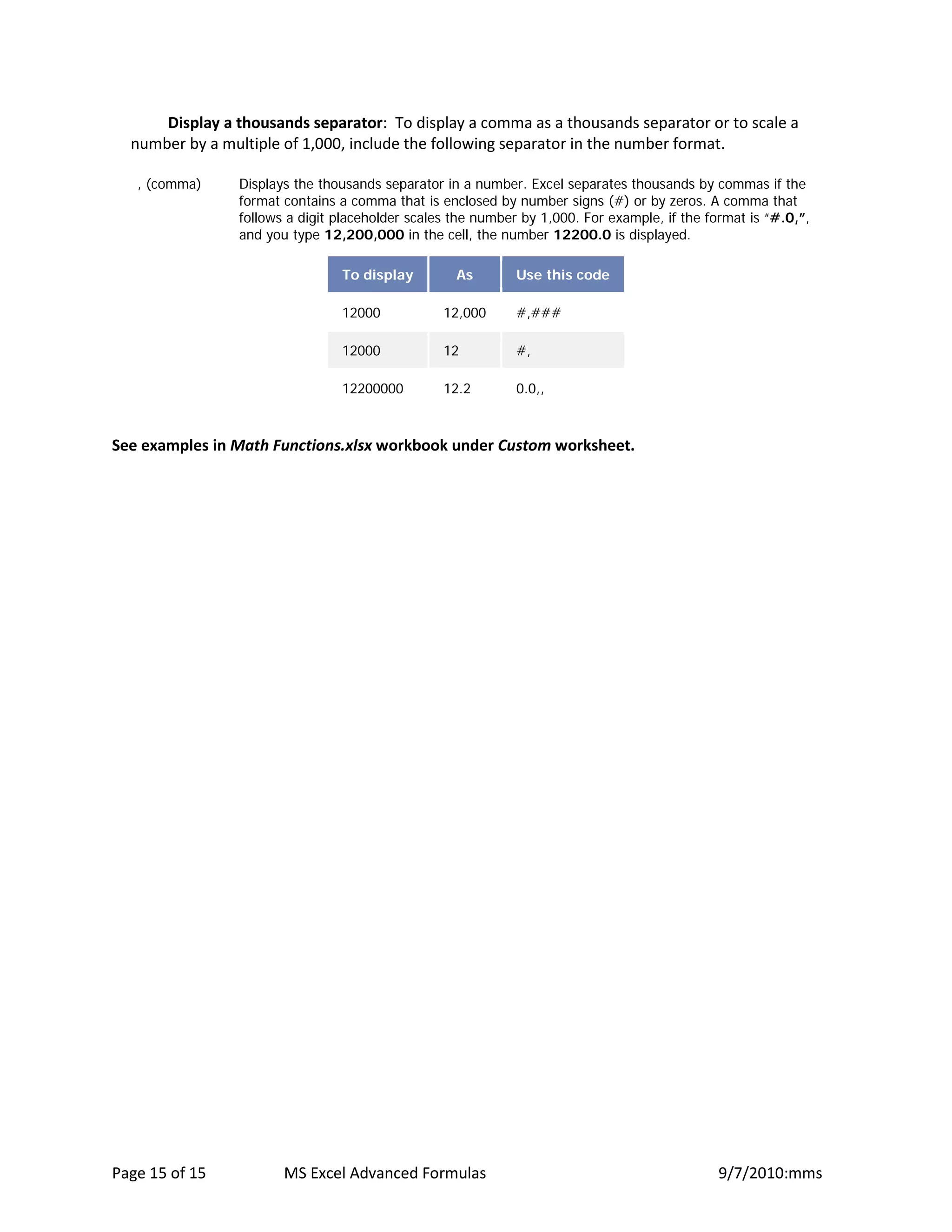 Commonly used excel formulas | PDF