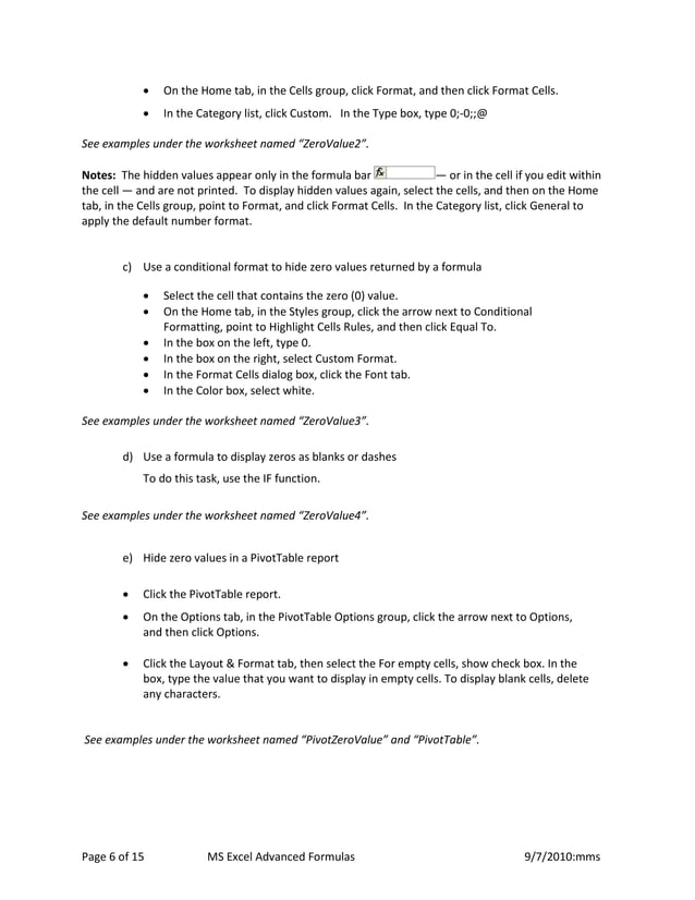 Commonly used excel formulas | PDF