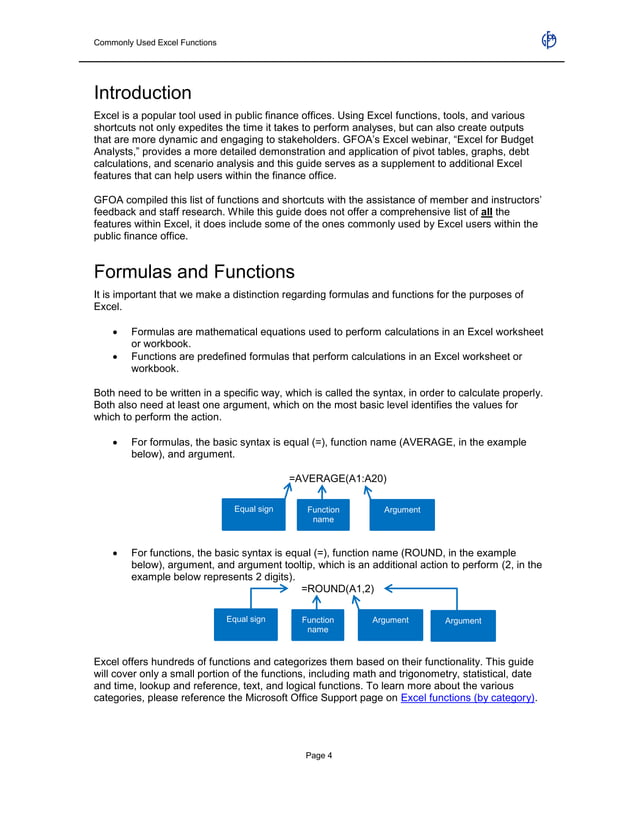 Commonly usedexcelfunctions v1 | PDF