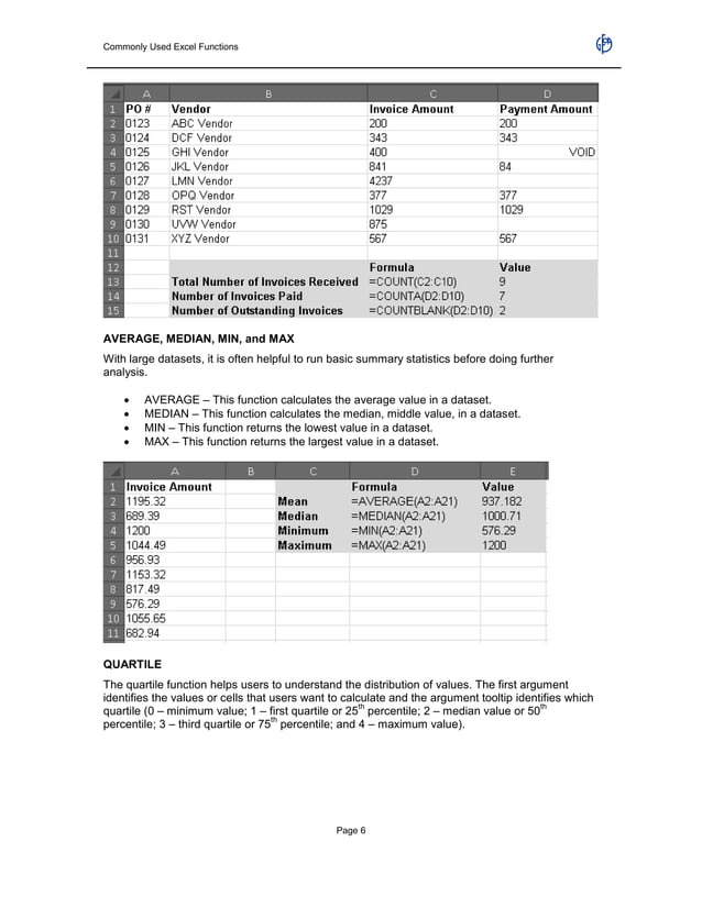 Commonly usedexcelfunctions v1 | PDF