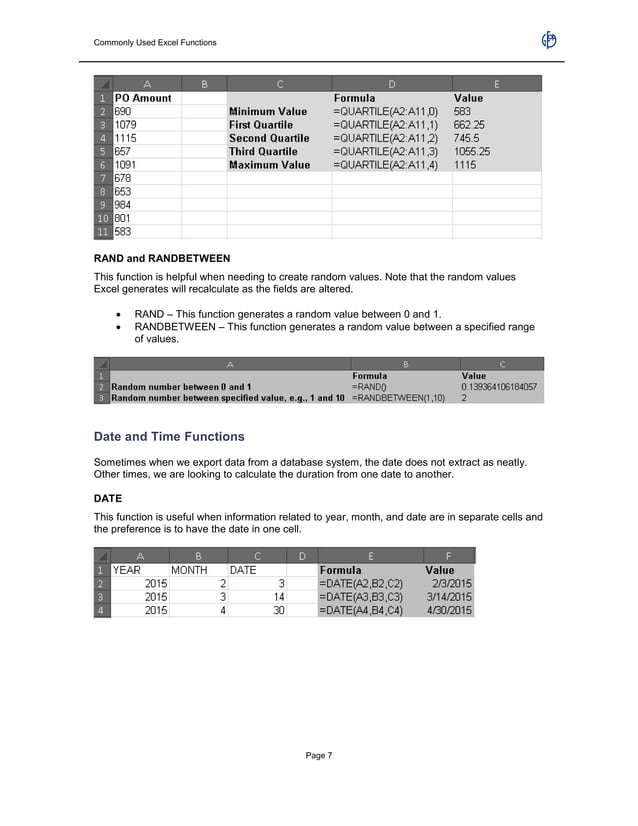 Commonly usedexcelfunctions v1 | PDF