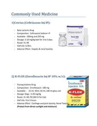 Commonly Used Medicine In Pet Animals, Nepal | PDF