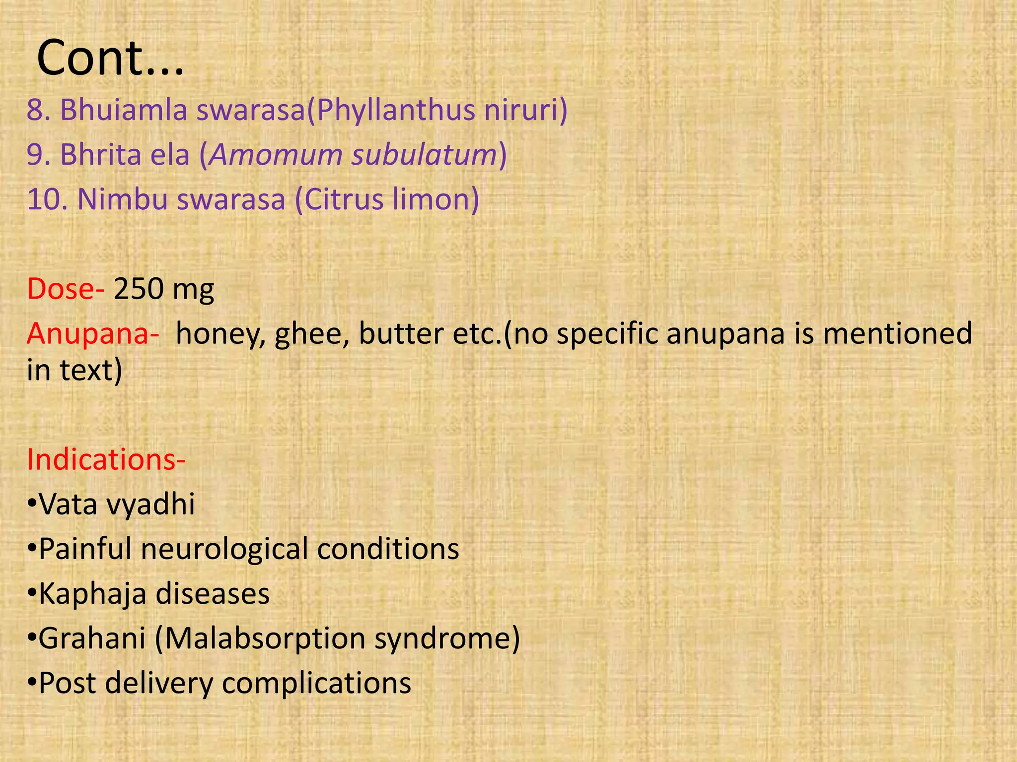 Commonly used rasa aushadhi in vata vyadhi | PPTX