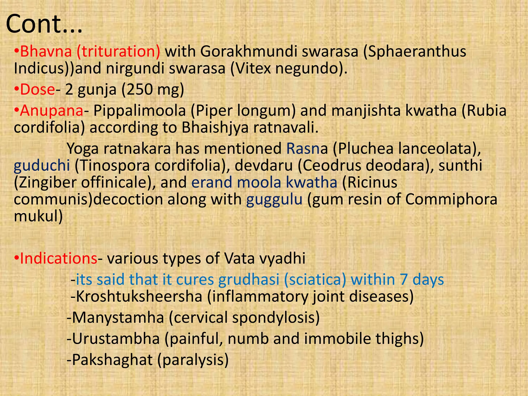 Commonly used rasa aushadhi in vata vyadhi | PPTX