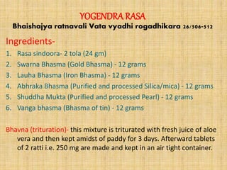 Commonly used rasa aushadhi in vata vyadhi | PPTX