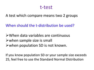 Commonly used statistical tests in research | PPTX
