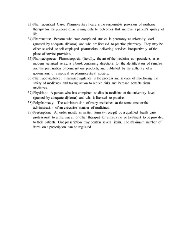 Commonly used terminology in practice of pharmacy | DOCX | Lung and ...