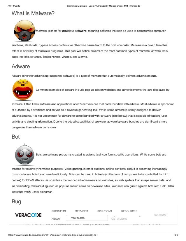 Common Malware Types Vulnerability Management | PDF