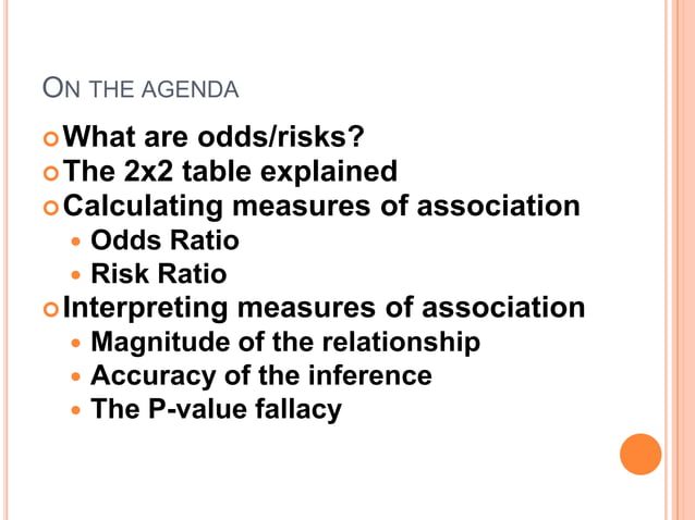 Common measures of association in medical research handout | PPTX