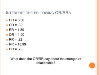 Common measures of association in medical research handout | PPTX