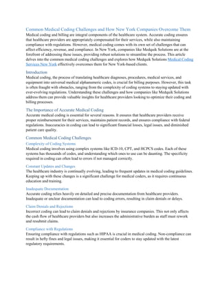 Common Medical Coding Challenges and How New York Companies Overcome ...