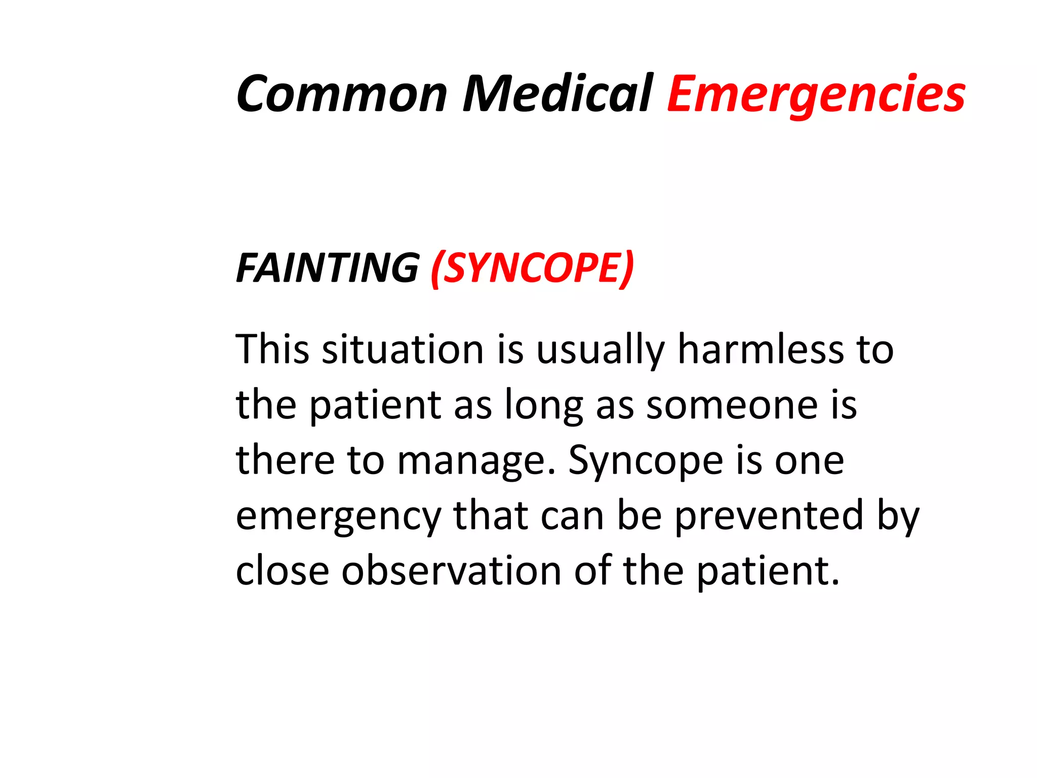 Common medical emergencies | PPT