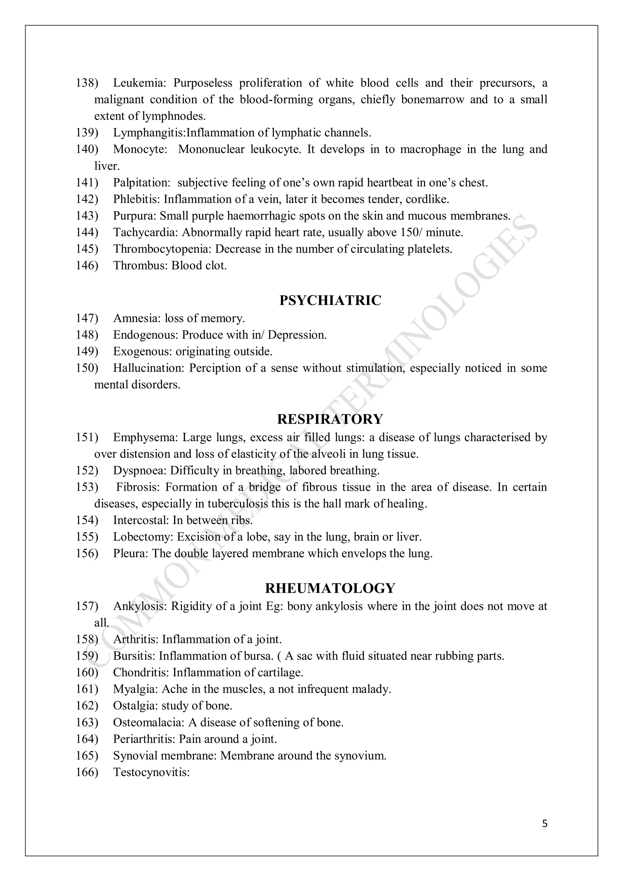 Common medical terminologies | PDF | Heart and Cardiovascular Diseases ...