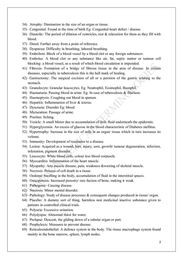 Common medical terminologies | PDF | Heart and Cardiovascular Diseases ...