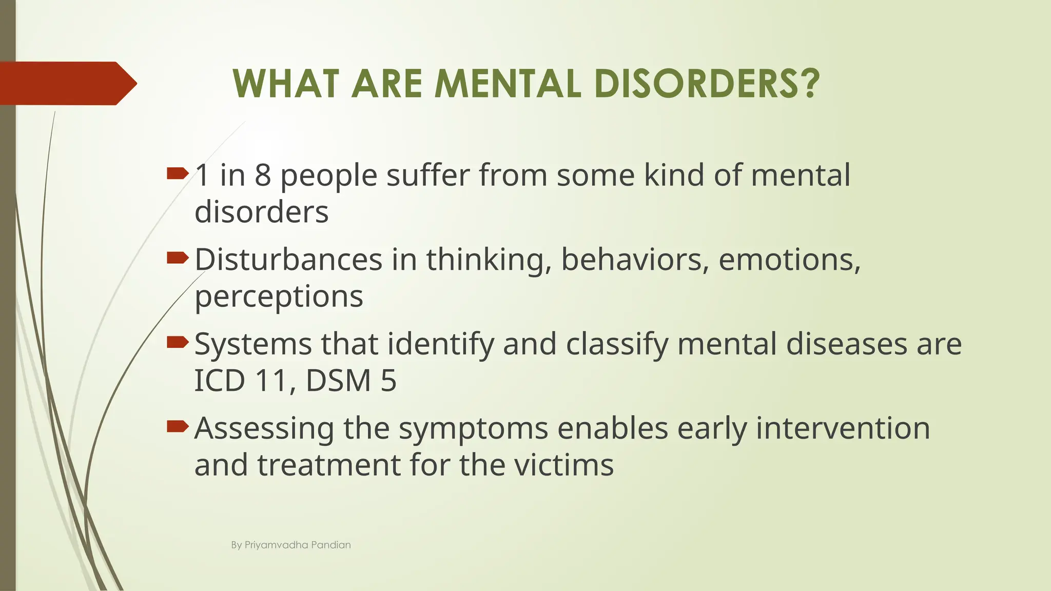 COMMON MENTAL HEALTH DISORDERS in PSYCHOLOGY | PPTX