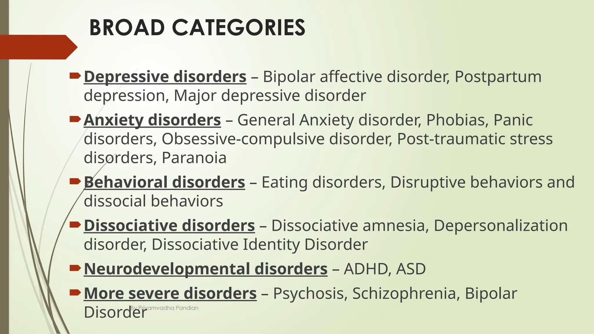 COMMON MENTAL HEALTH DISORDERS in PSYCHOLOGY | PPTX