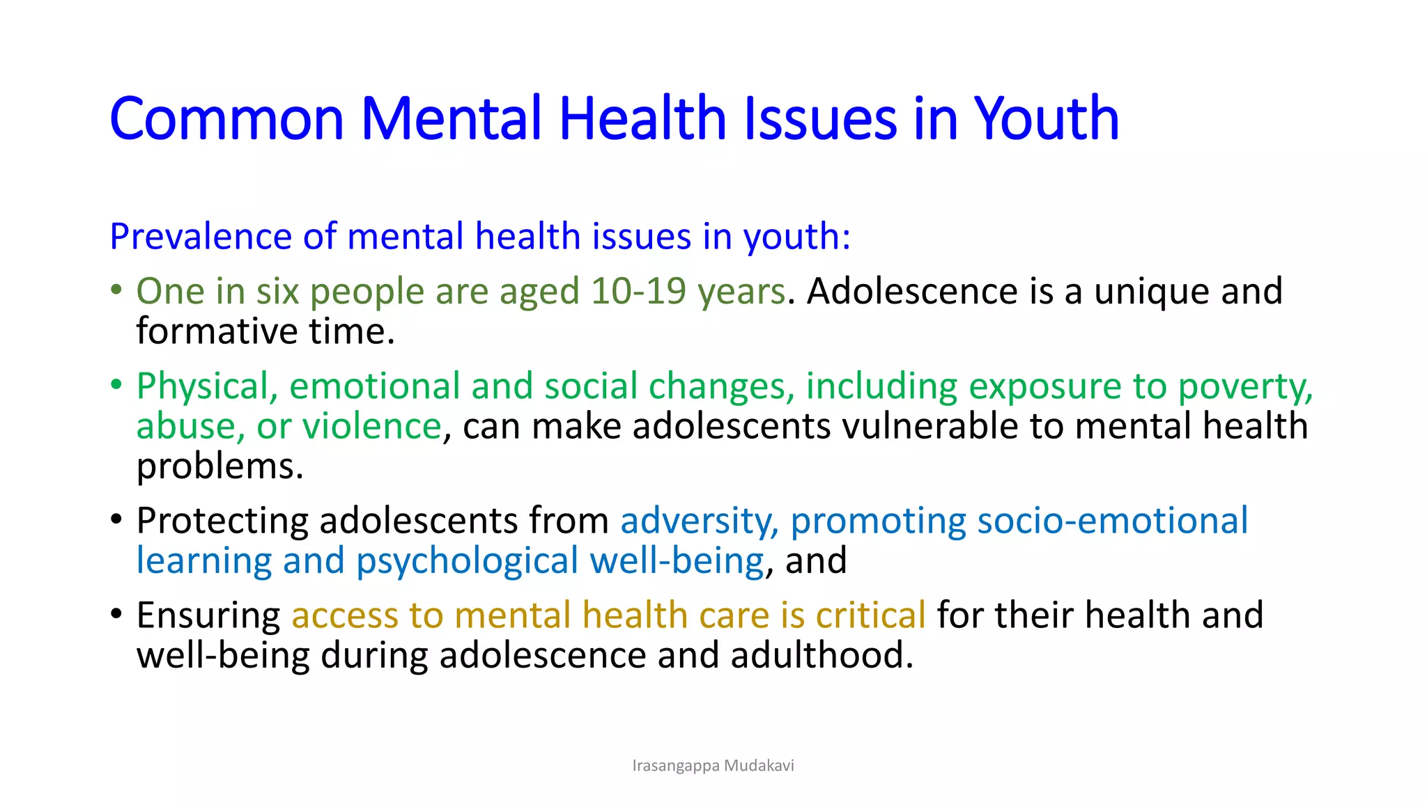 Adolescent Mental Health: Common Mental Health Issues in Youth | PPTX