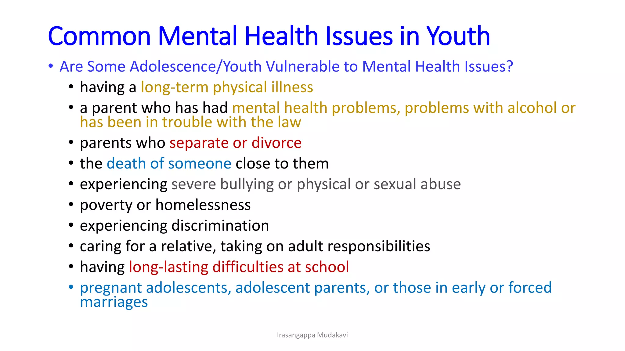 Adolescent Mental Health: Common Mental Health Issues in Youth | PPTX