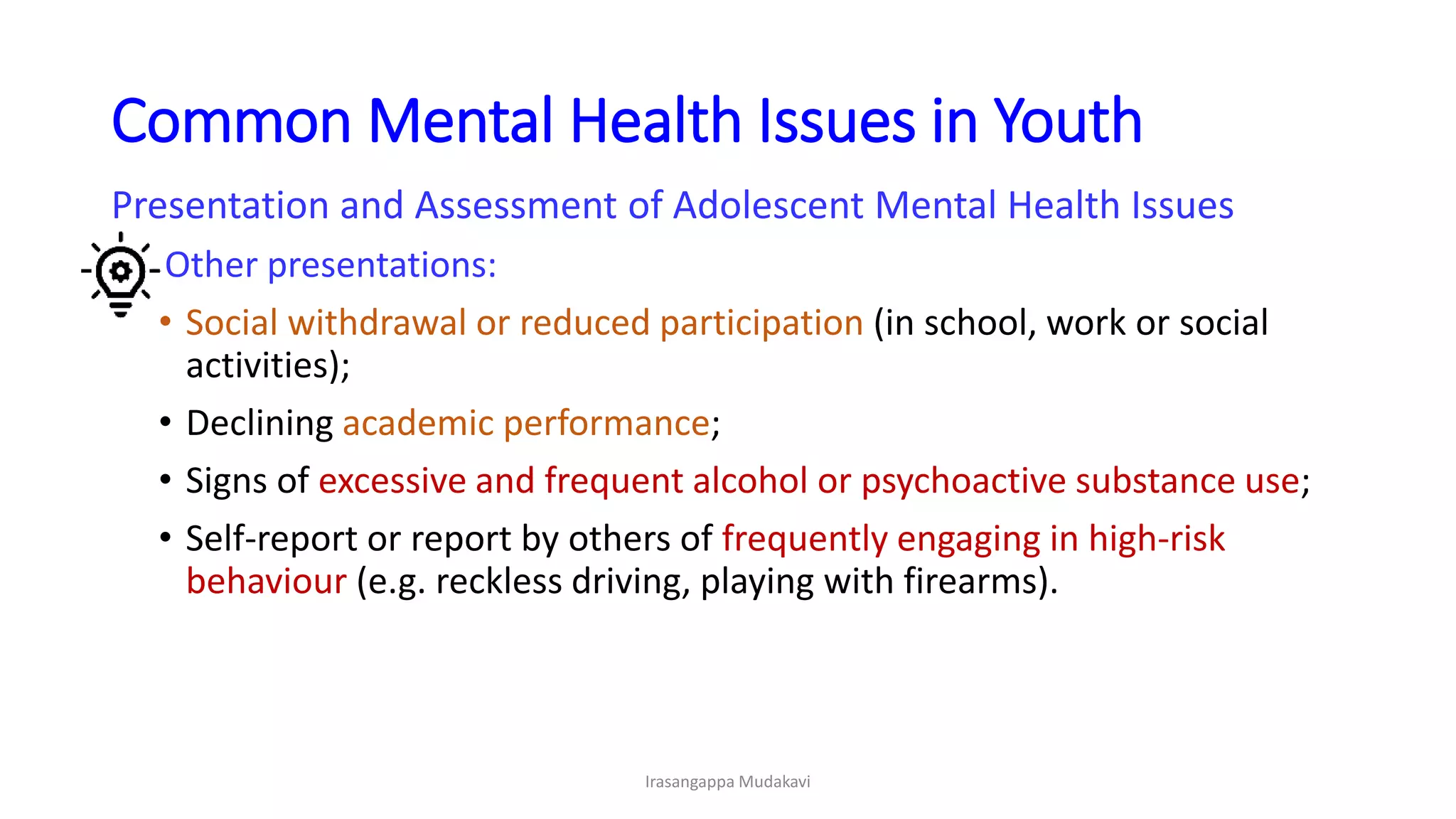 Adolescent Mental Health: Common Mental Health Issues in Youth | PPTX