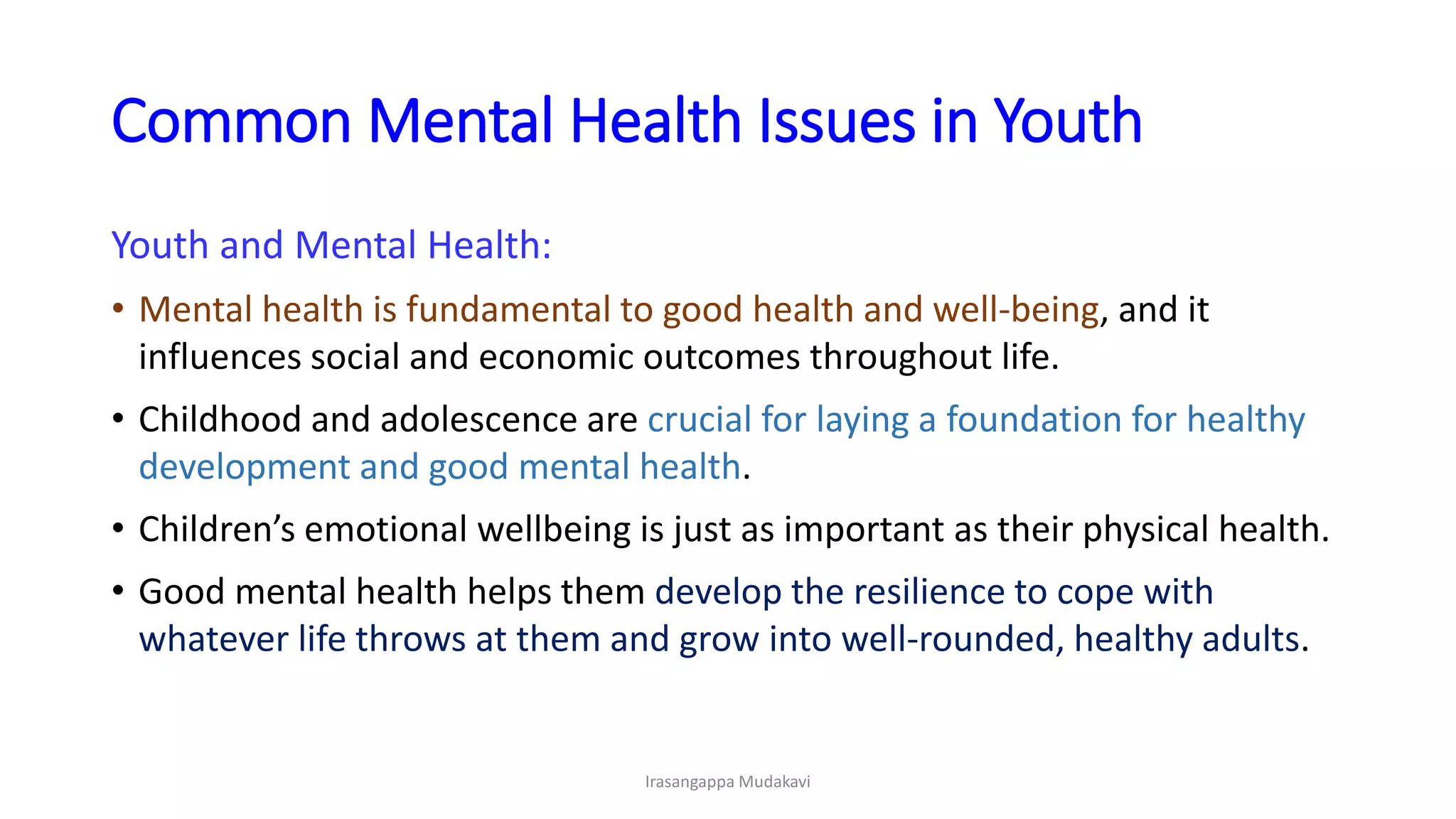 Adolescent Mental Health: Common Mental Health Issues in Youth | PPTX