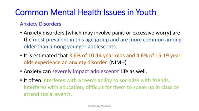 Adolescent Mental Health: Common Mental Health Issues in Youth | PPTX