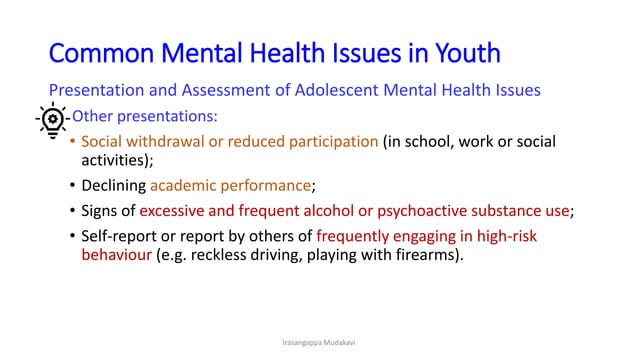 Adolescent Mental Health: Common Mental Health Issues in Youth | PPTX